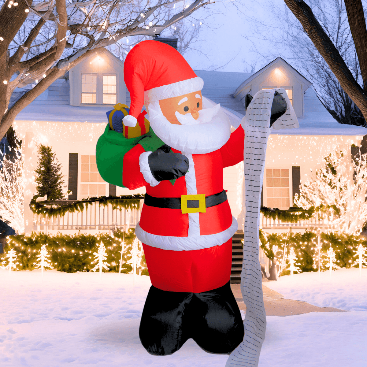 6FT Inflatable Santa with List Outdoor Decoration- Christmas Outdoor ...