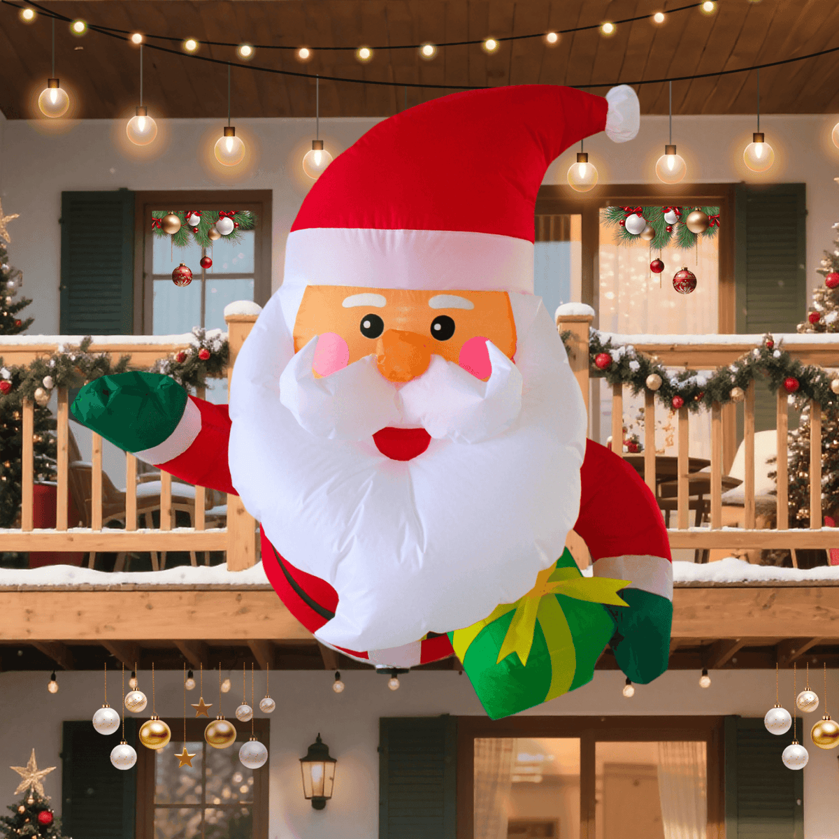 4FT Christmas Inflatable Hanging Santa Claus Decoration- Christmas ...